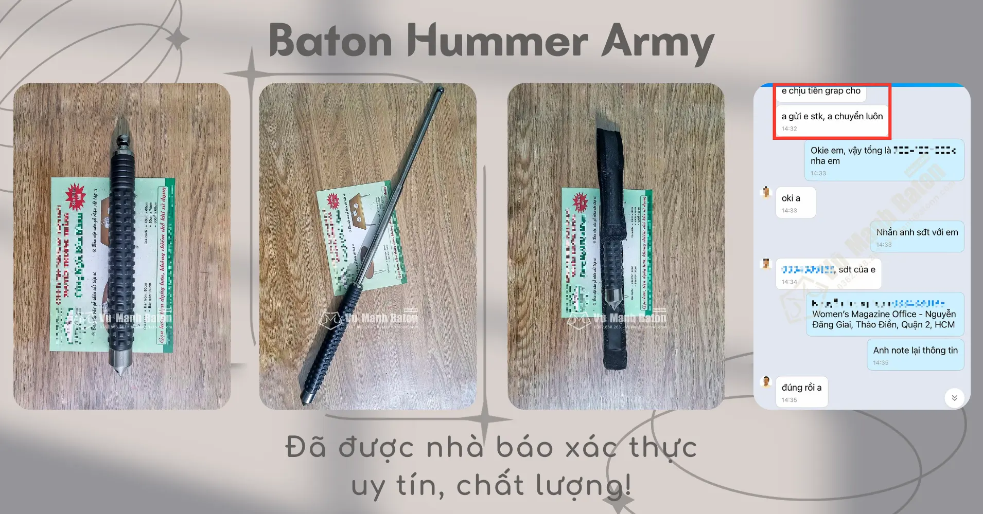 Nhà báo Tân Nguyễn (Quận 2, TpHCM) mua Baton Hummer Army: Đã được tờ ...